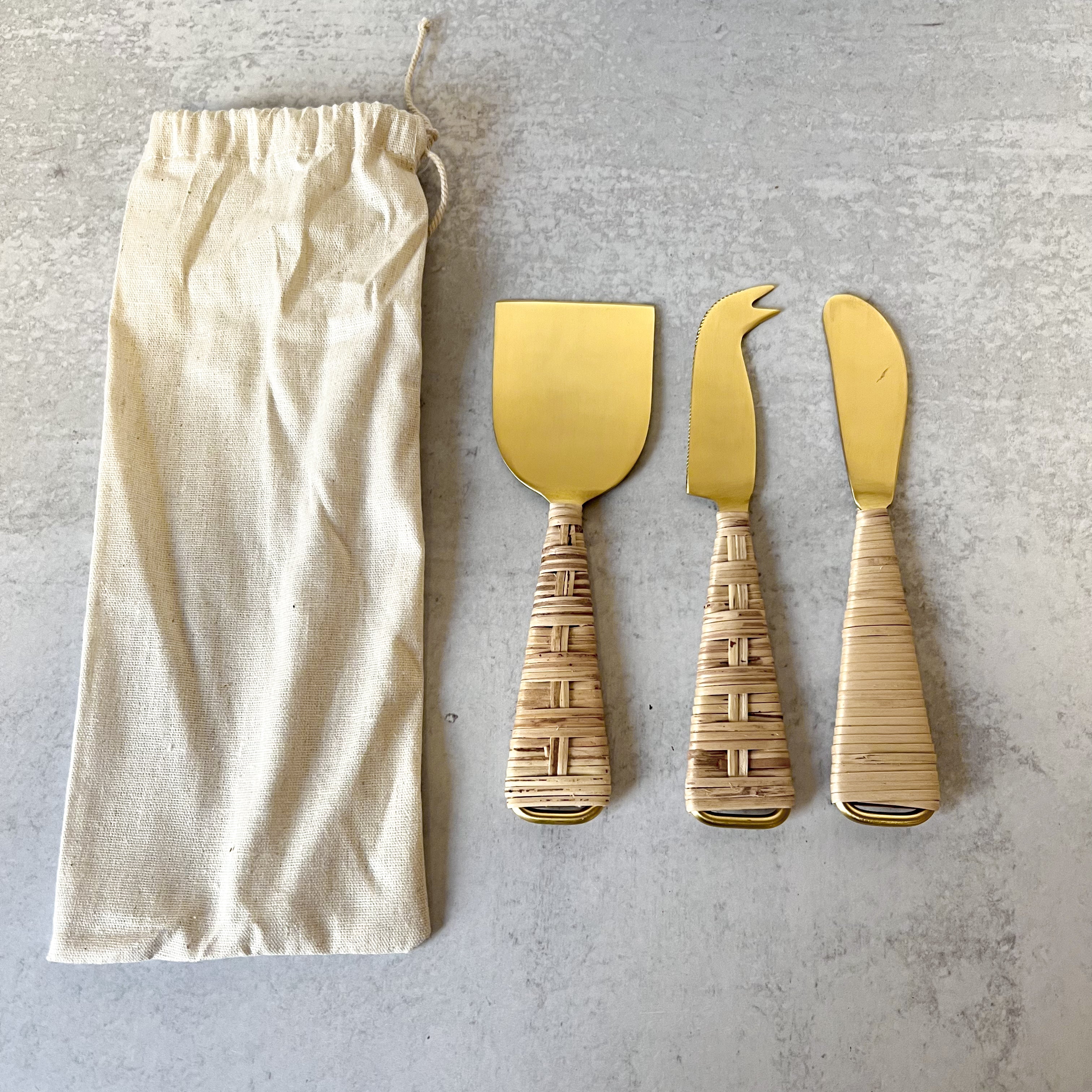 Rattan Wrapped Stainless Steel Cheese Knives – The Rustic Barn