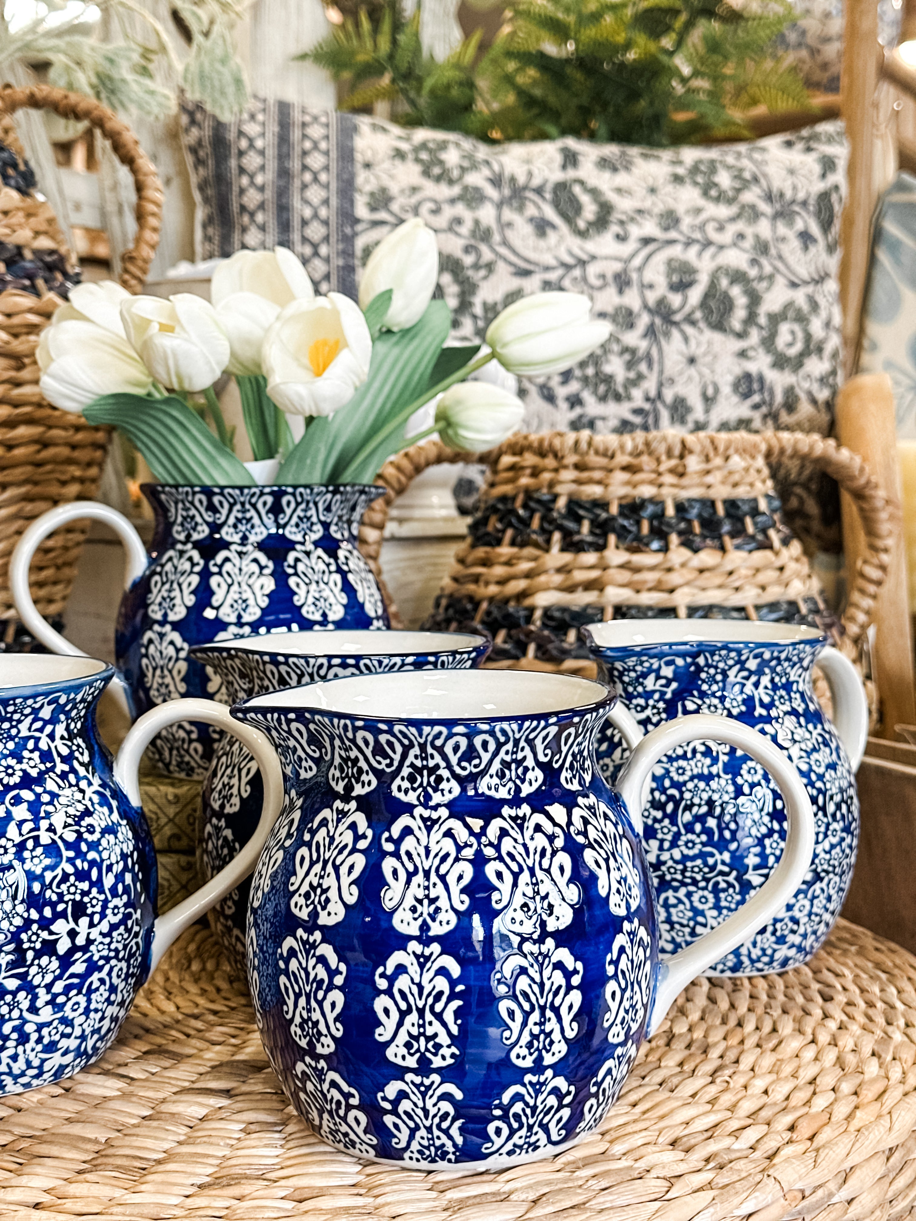 Blue Floral Pitchers, 2 Styles – The Rustic Barn