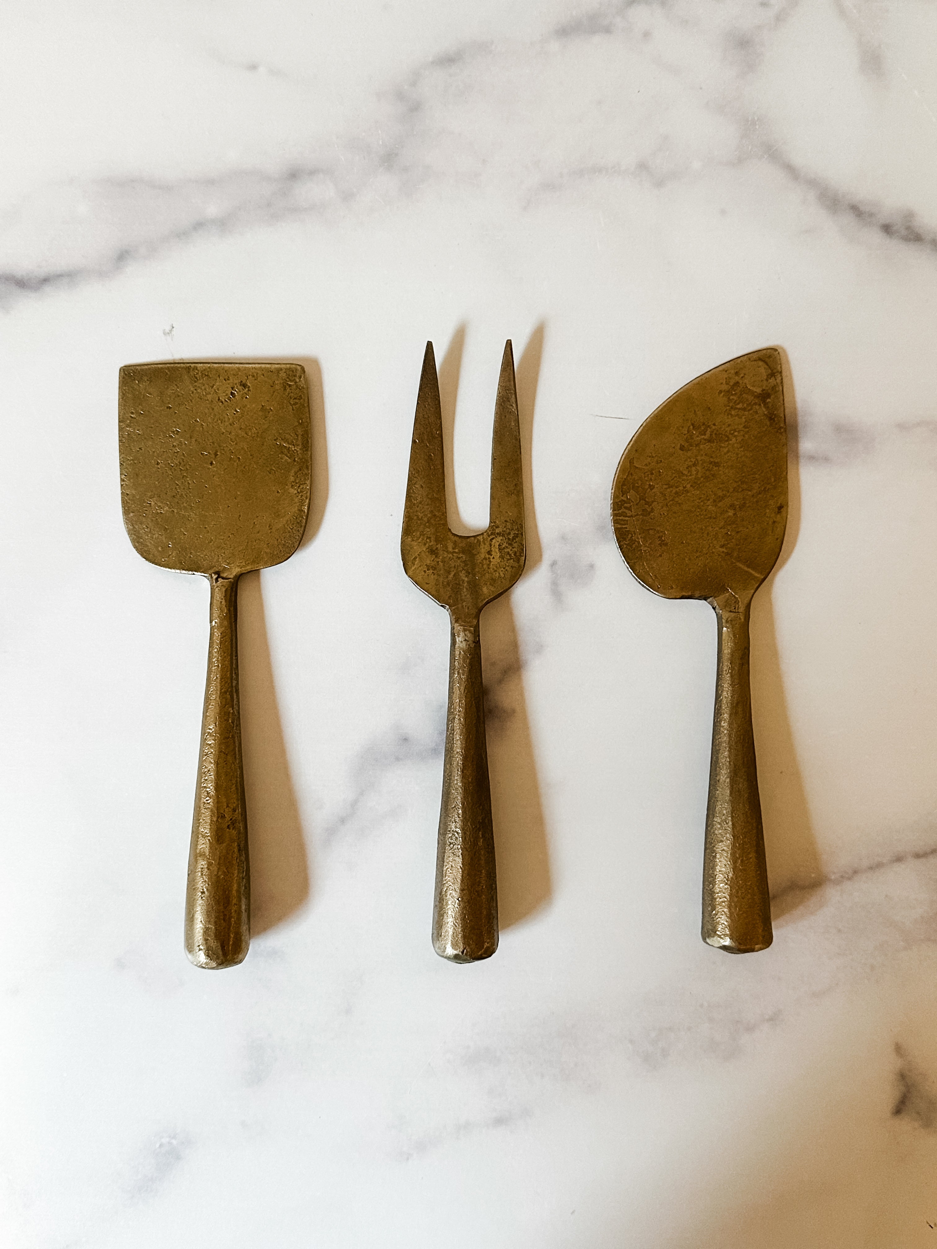 Hand-Forged Metal Cheese Server Set – Antique Gold Finish – The Rustic Barn