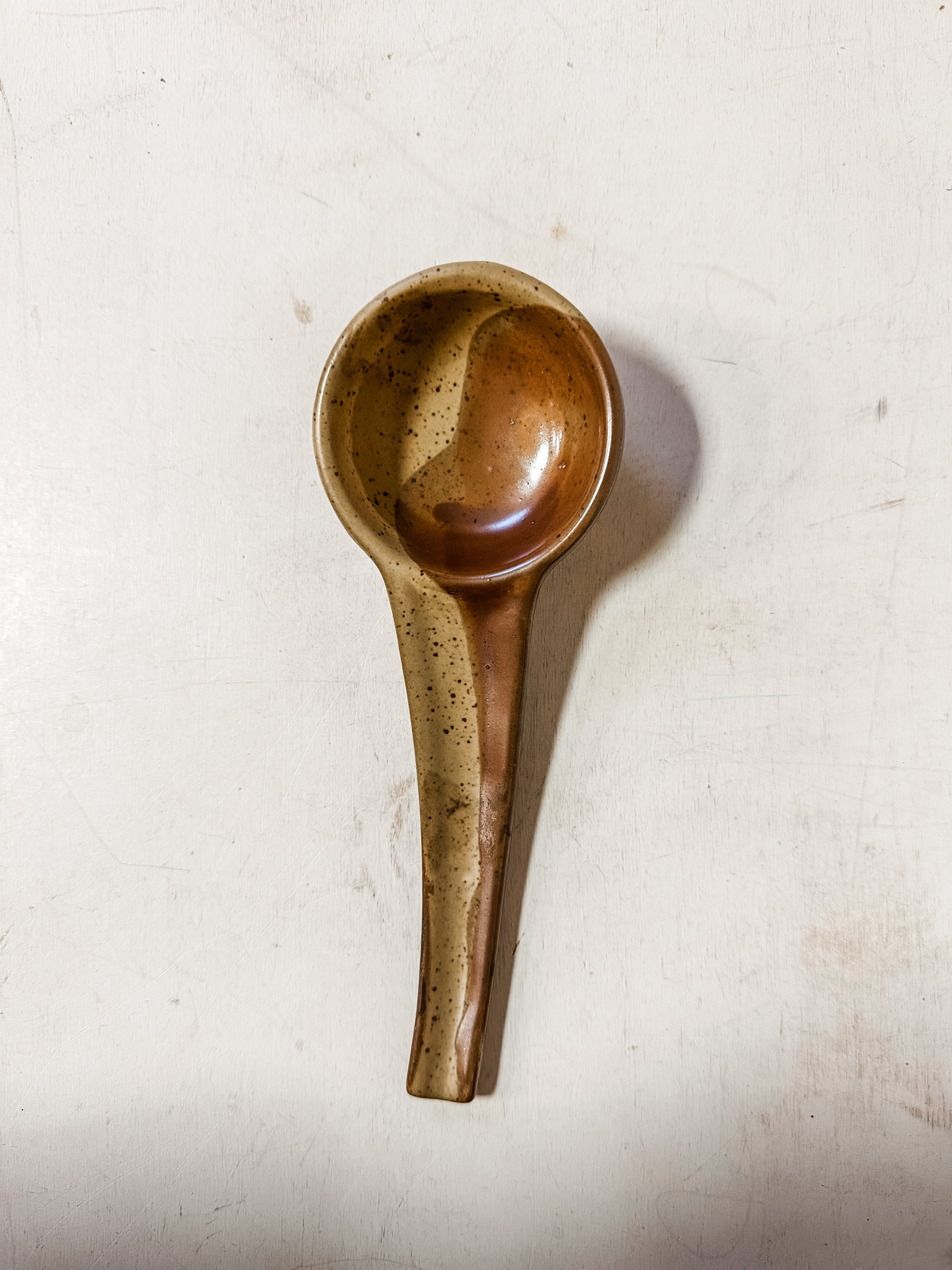 Stoneware Spoon – Reactive Glaze, Brown & Beige – The Rustic Barn