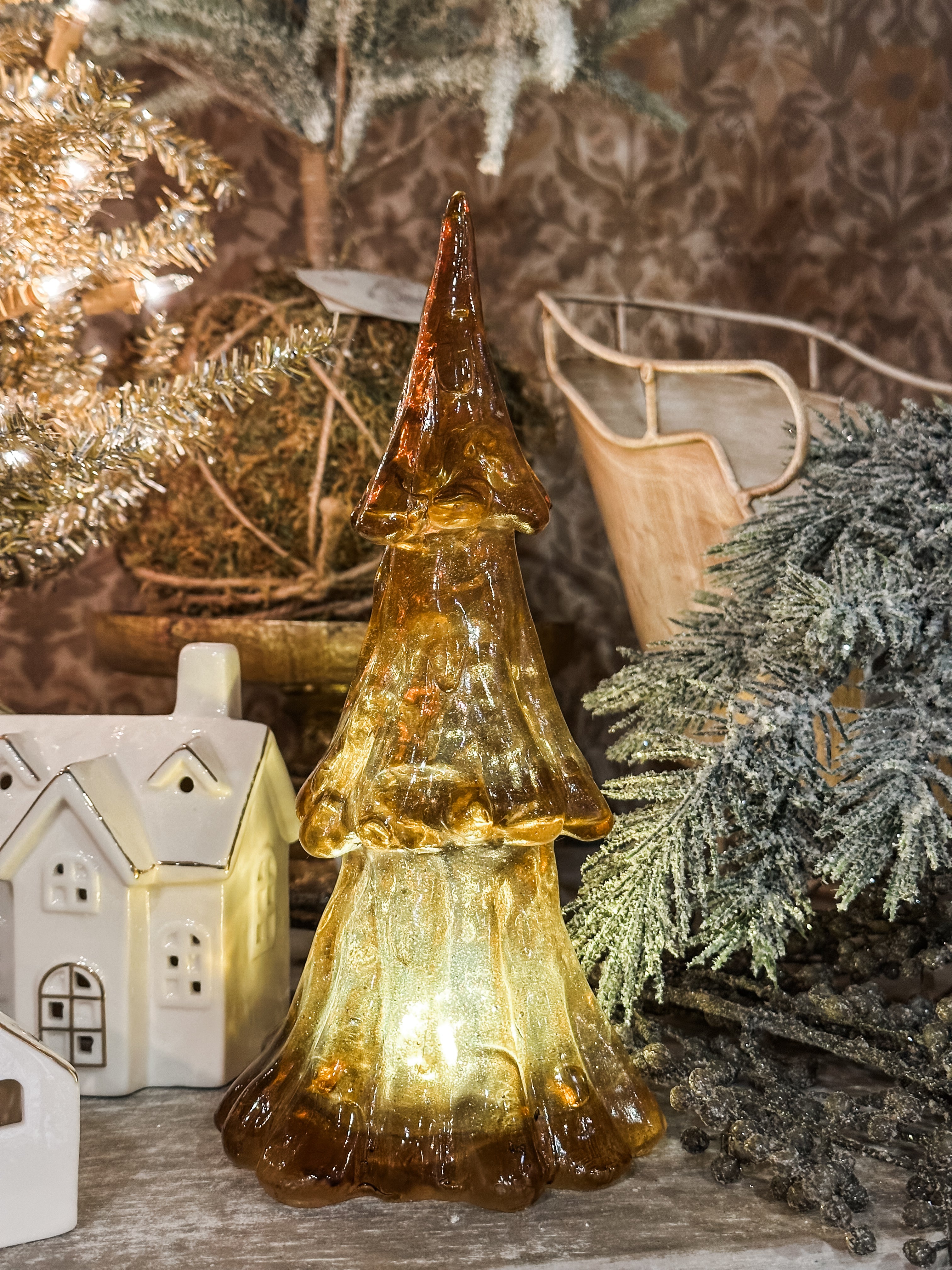 Resin Tree with LED Light, Amber Color (Requires 3-AAA Batteries) – The ...