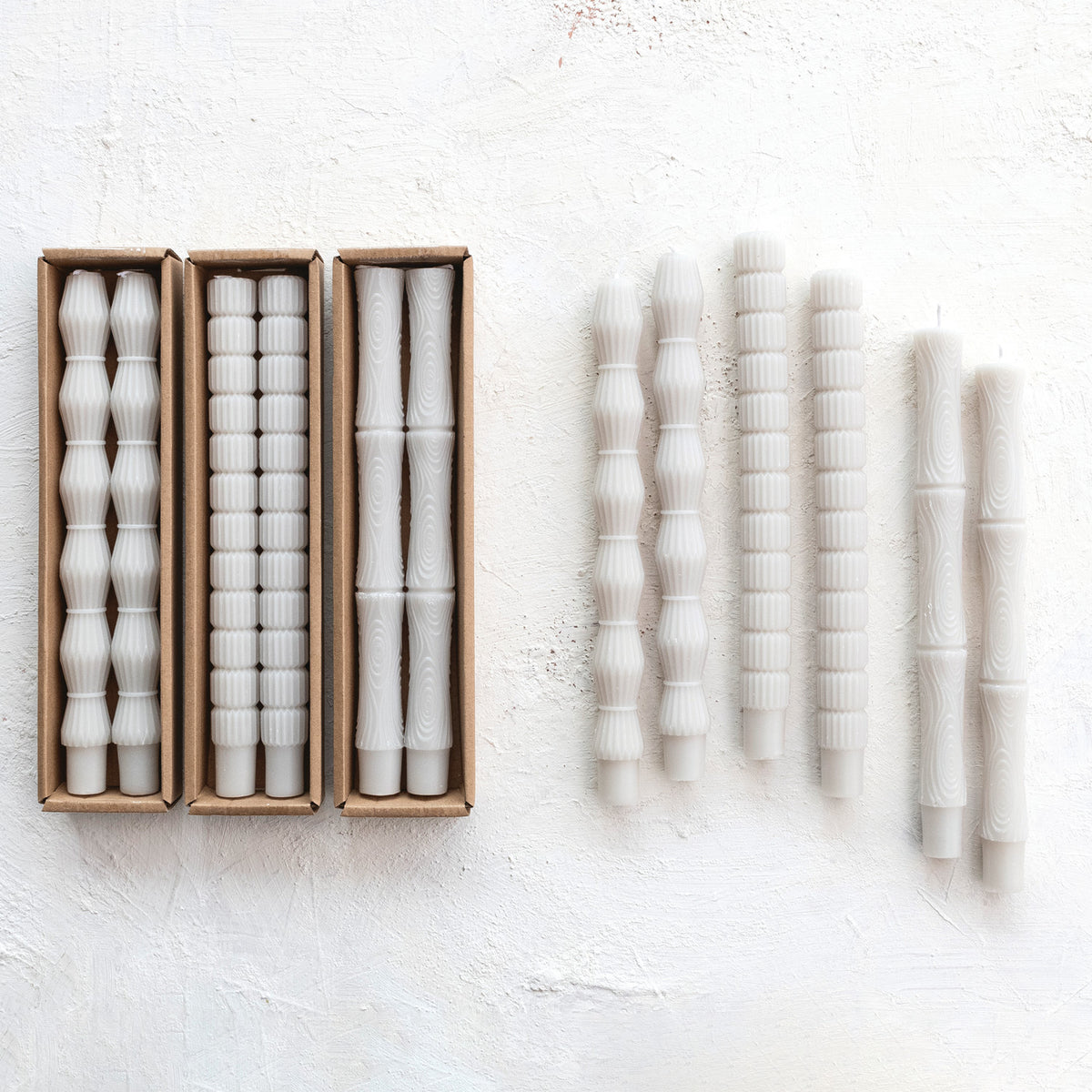 Unscented Sculpted Taper Candles, Grey – The Rustic Barn