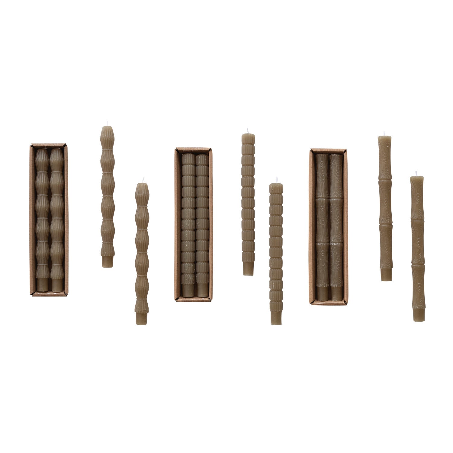 Unscented Sculpted Taper Candles, Olive – The Rustic Barn